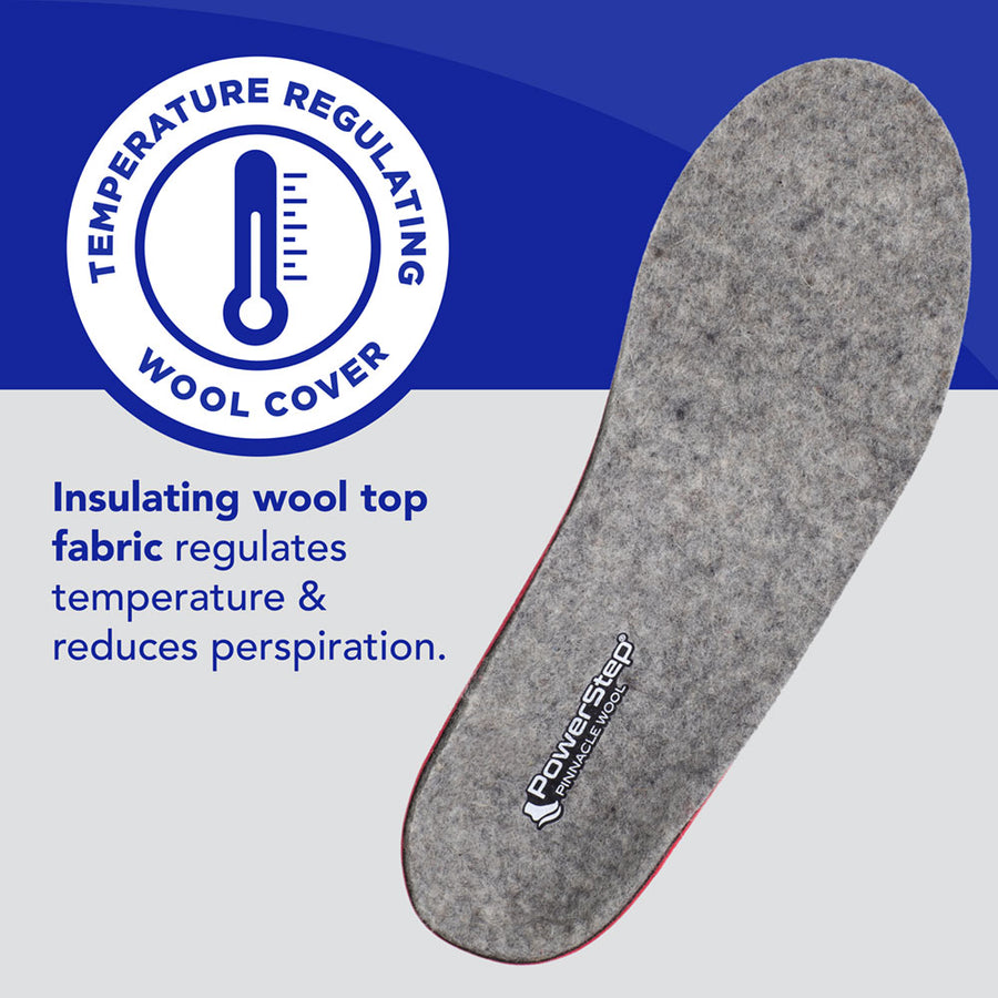 PowerStep Wool Insoles | Arch Support Wool Orthotic Insole, for Boots