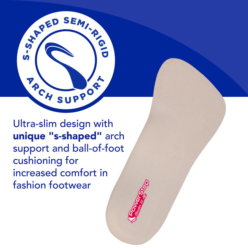 PowerStep SlenderFit 3/4 Insoles | Arch Support Insert for High Heels